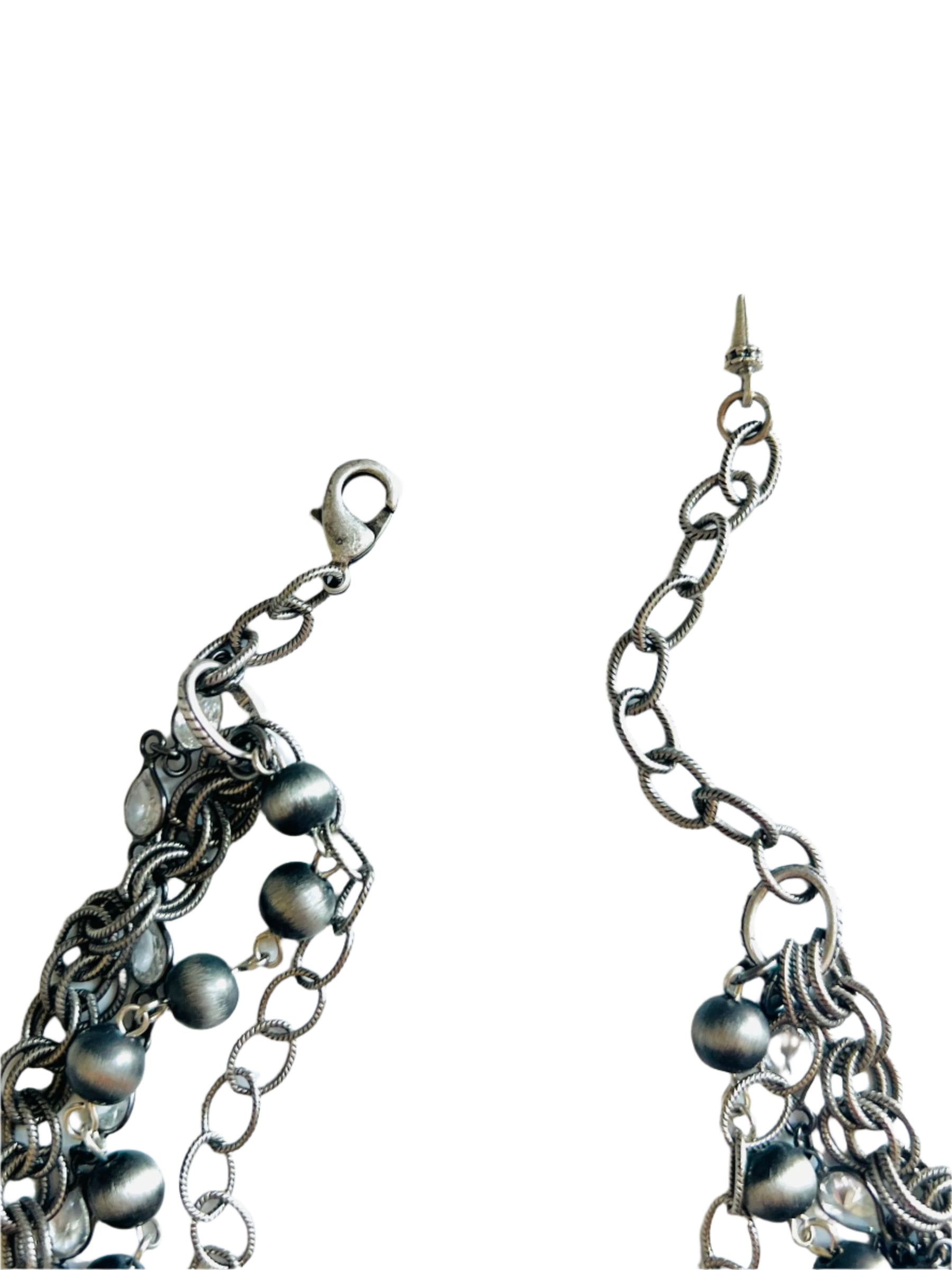 Alamo Angel Four Strand Chain and Ombre Silver Beaded Necklace – Fickle ...